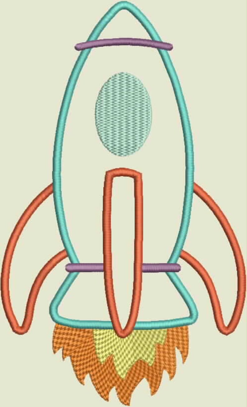 Space Rocket Machine Applique Embroidery Design - Space Rocket Applique ...
