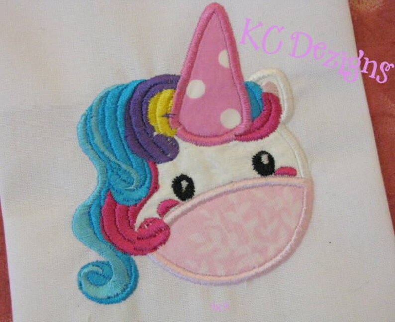 Cute Unicorn Face Machine Applique Embroidery Design Unicorn - Etsy