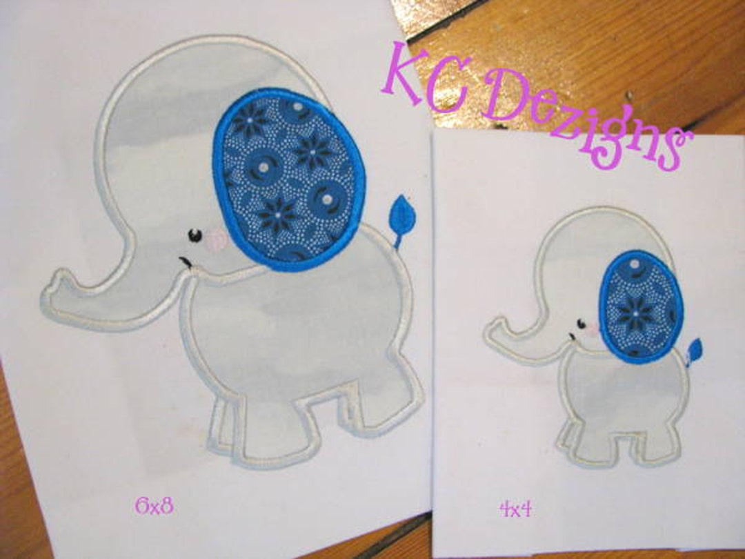 Baby Elephant Side View Machine Applique Embroidery Design - Baby ...