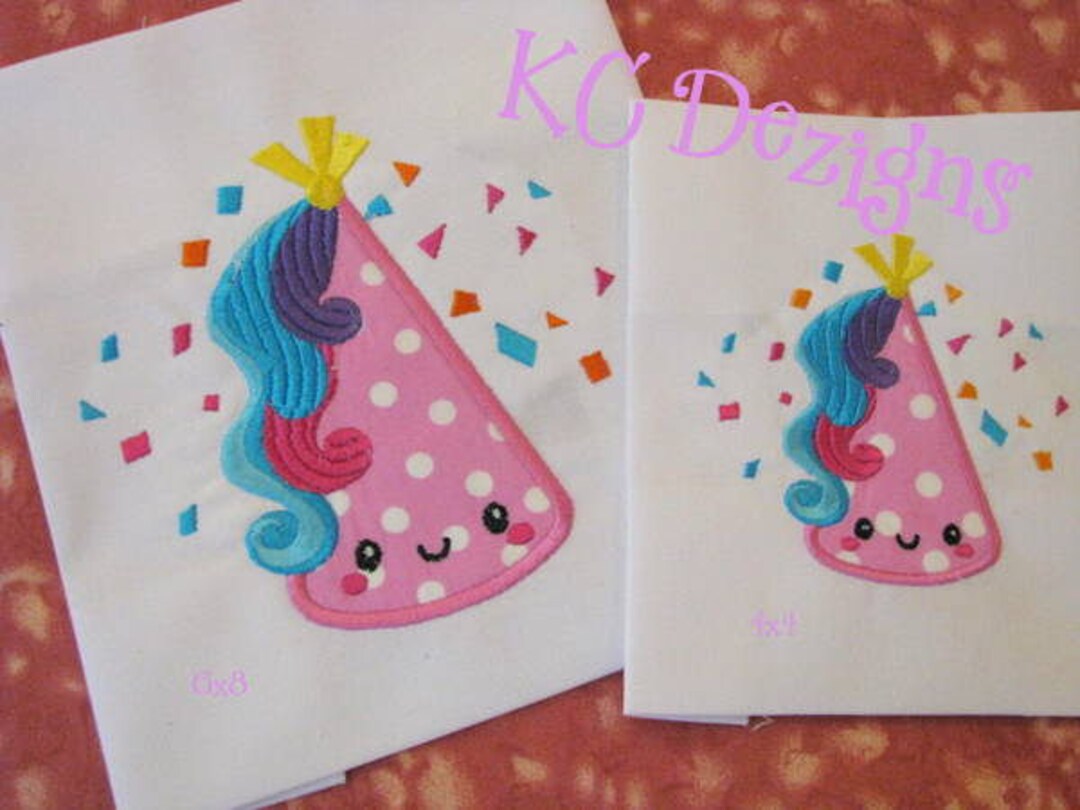 Cute Unicorn Birthday Hat Machine Applique Embroidery Design - Etsy