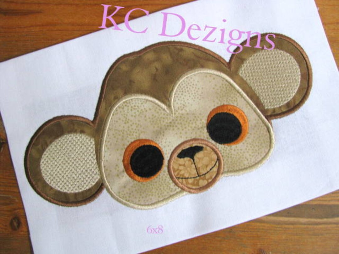 Cute Monkey Face Machine Applique Embroidery Design - Monkey Face ...