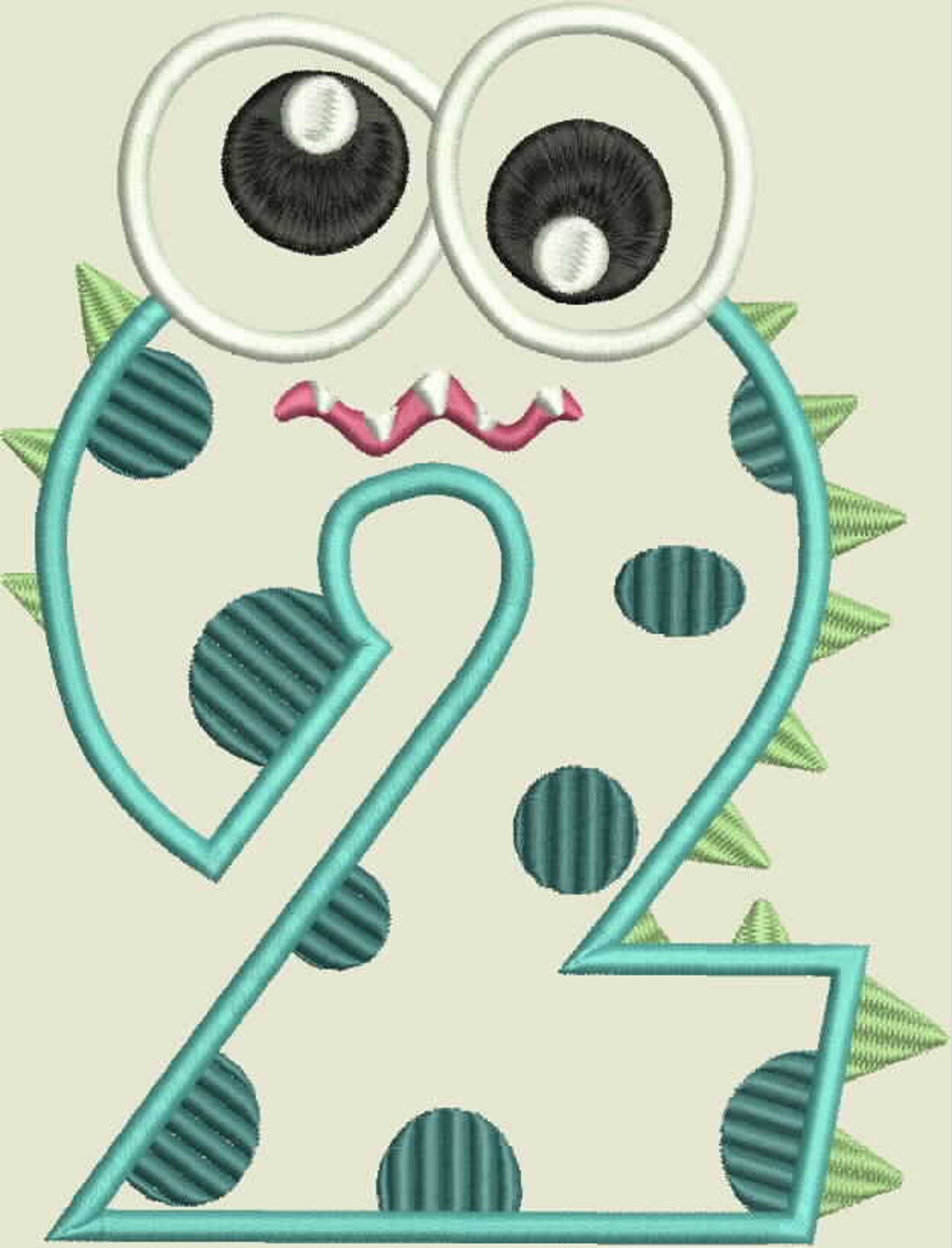 Silly Monster Number 2 Machine Applique Emroidery Design | Etsy