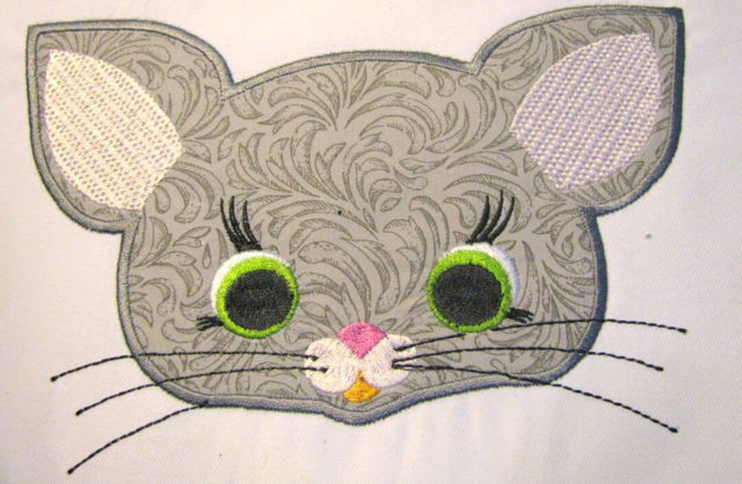Mouse Farm Animal Face Machine Applique Embroidery Design - Mouse Face ...