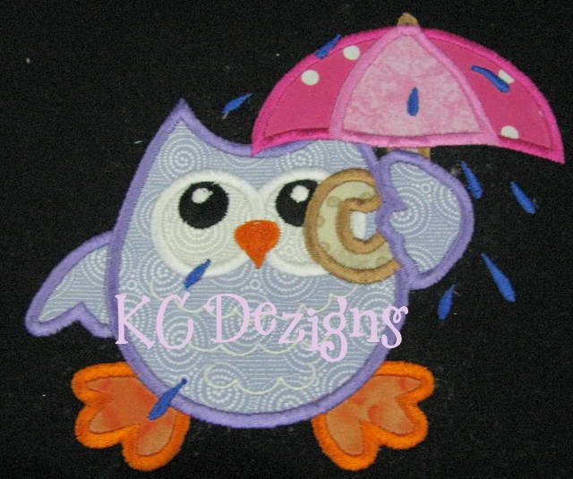 Rainy Day Owl 4 Machine Applique Embroidery Design - Owl Applique ...