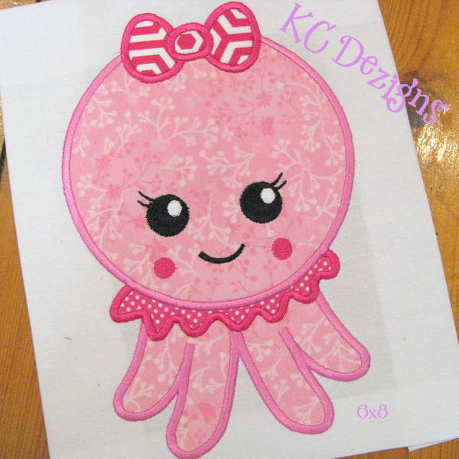 Girly Octopus Machine Applique Embroidery Design - 4x4, 5x7 & 6x8 ...