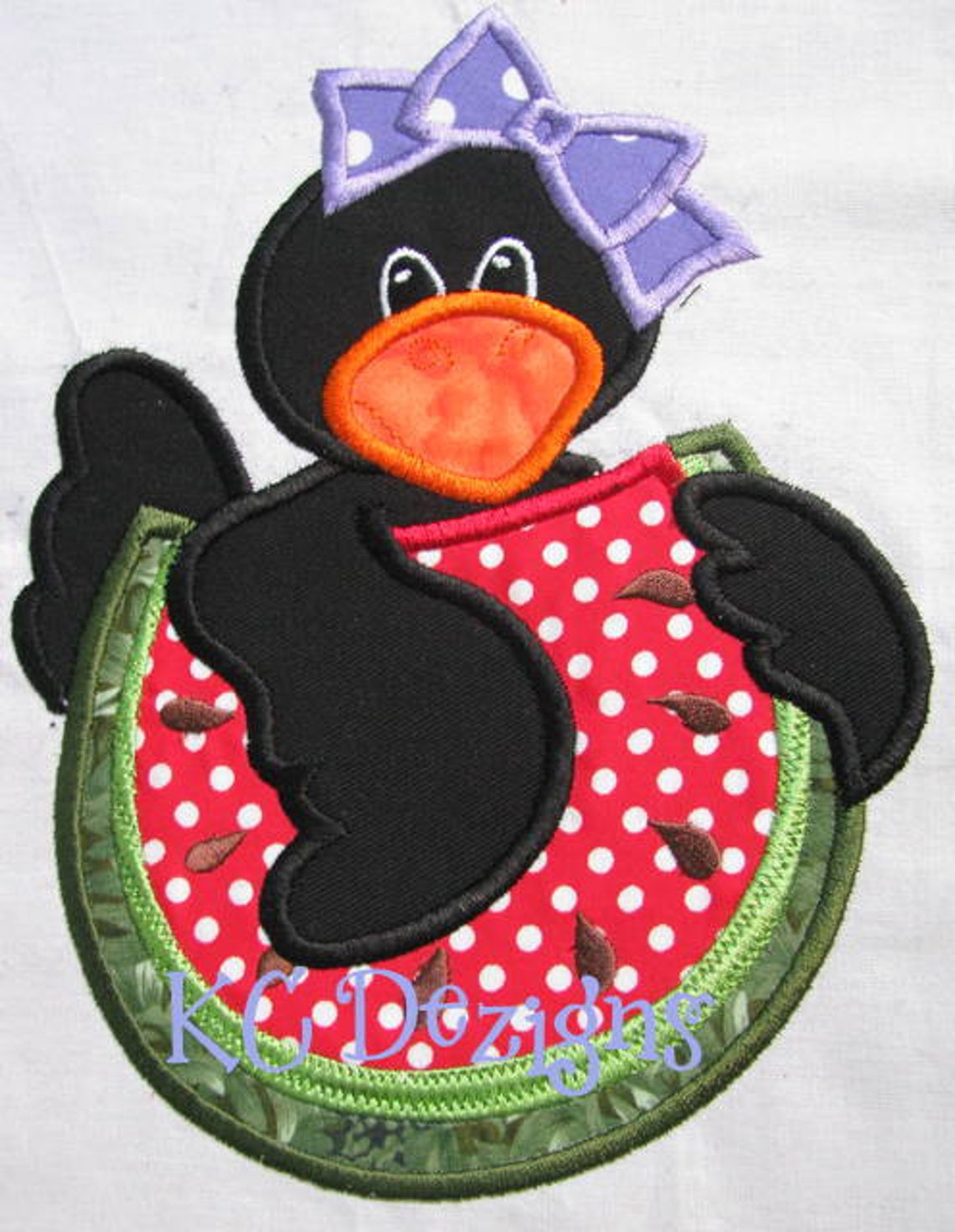 Summertime Crow With Watermelon Machine Applique Embroidery - Etsy
