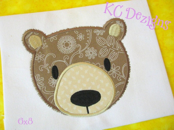 Bear Face Machine Applique Embroidery Design - Etsy