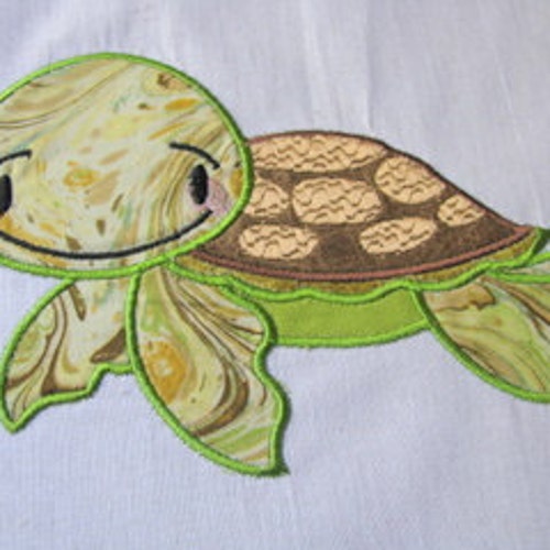 Cute Sea Turtle Applique Machine Embroidery Design 4 Sizes - Etsy
