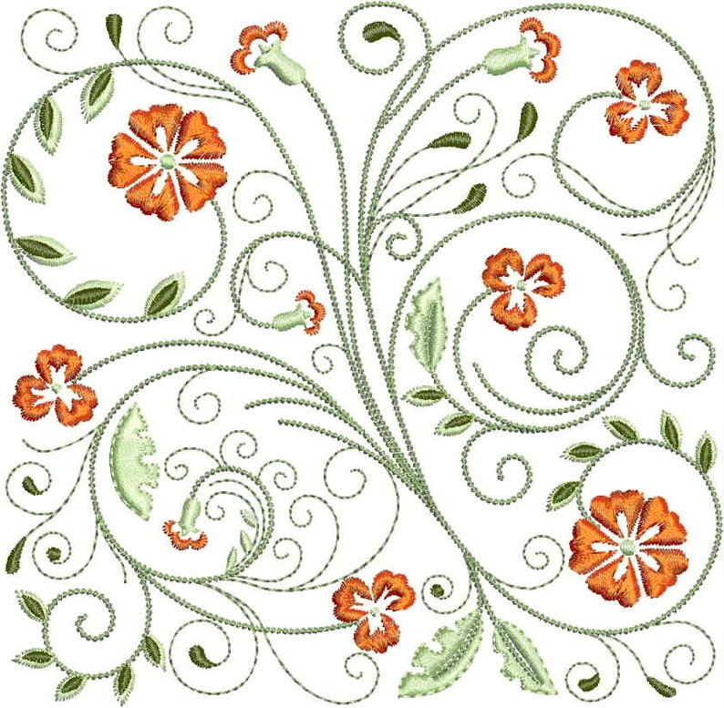 Fabuflower Blocks Machine Embroidery Design - Floral Block Embroidery ...