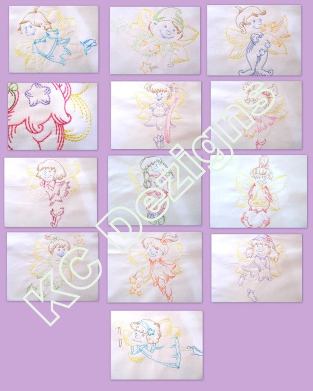 Outline Fairies Machine Embroidery Design - Fairies Embroidery Design ...