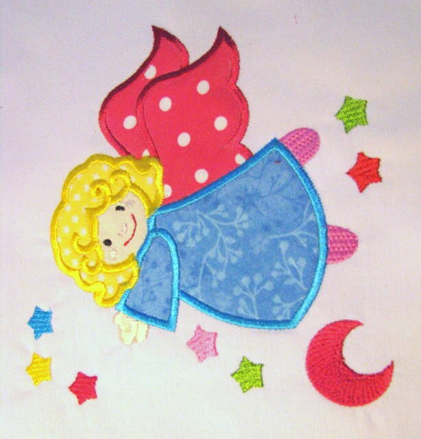 Angel 02 Machine Applique Embroidery Design Angel With Stars | Etsy