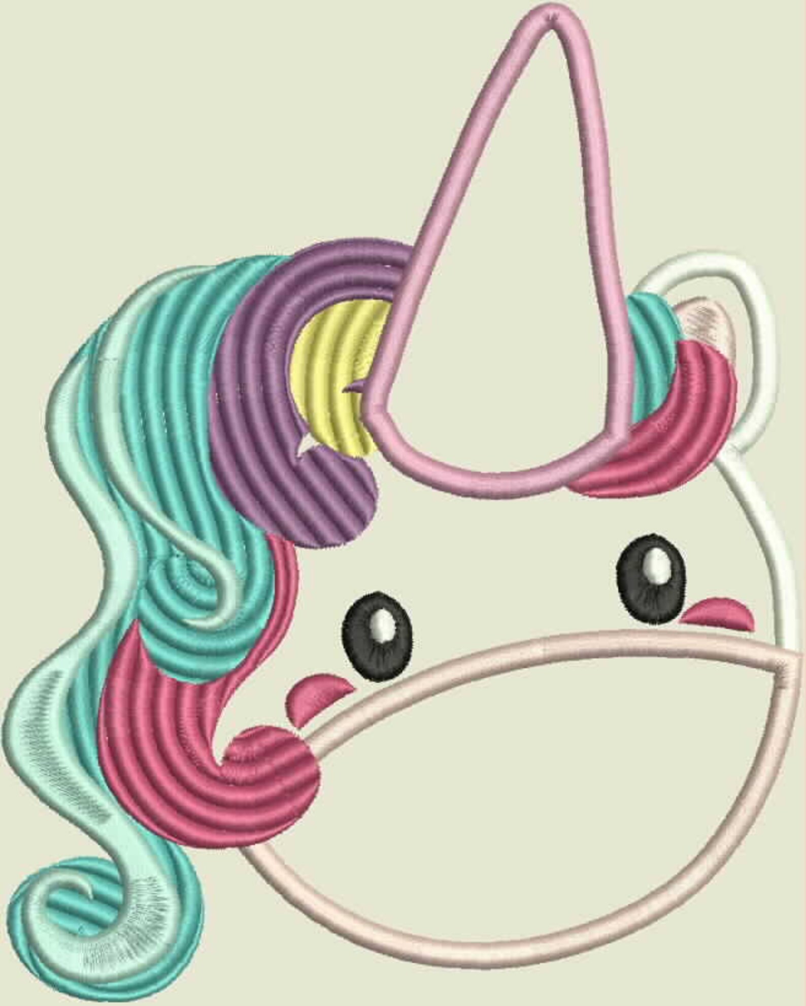 Cute Unicorn Face Machine Applique Embroidery Design Unicorn - Etsy