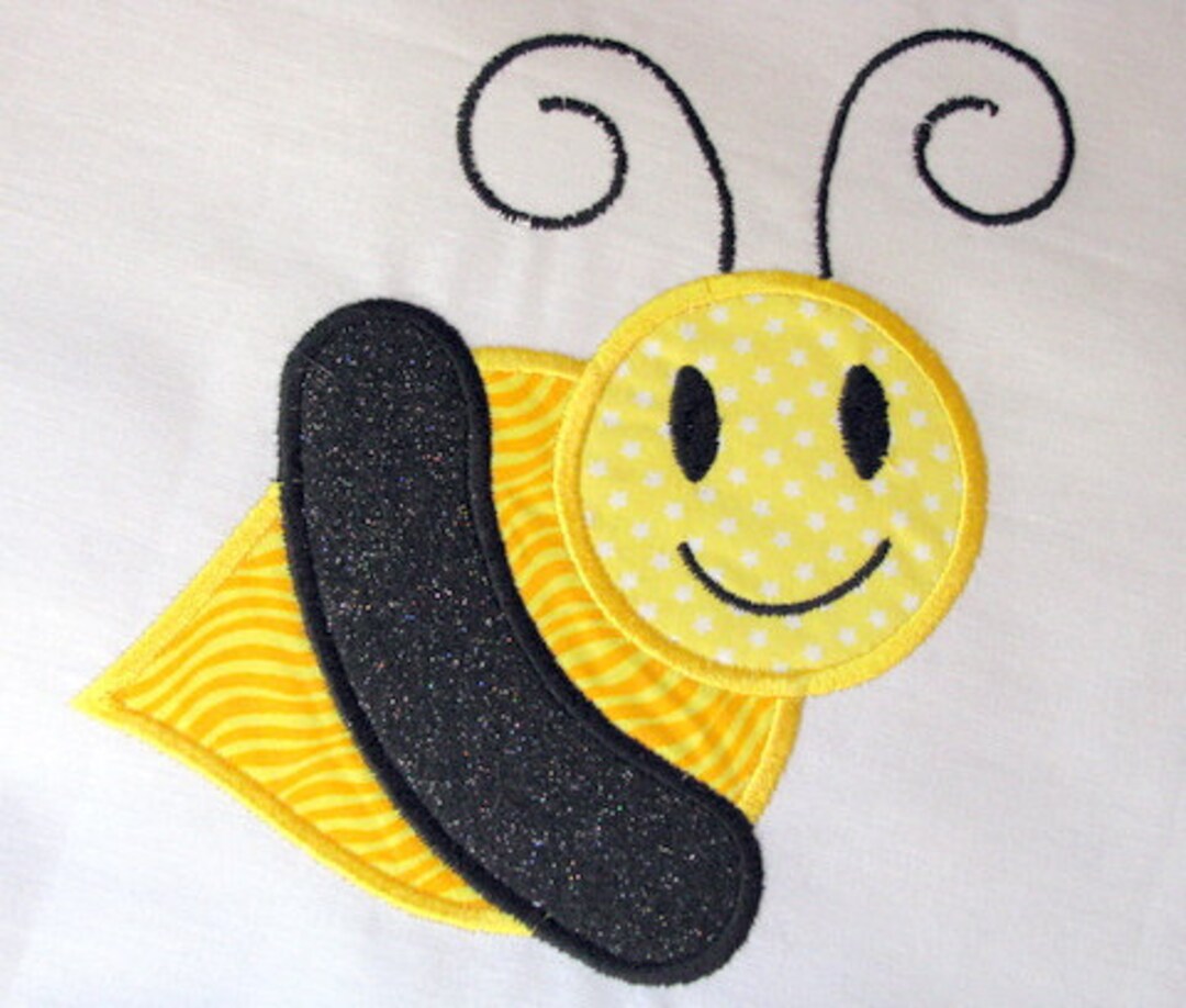 Bee Applique 1 Machine Embroidery Design - Applique Bee Design - Bee ...