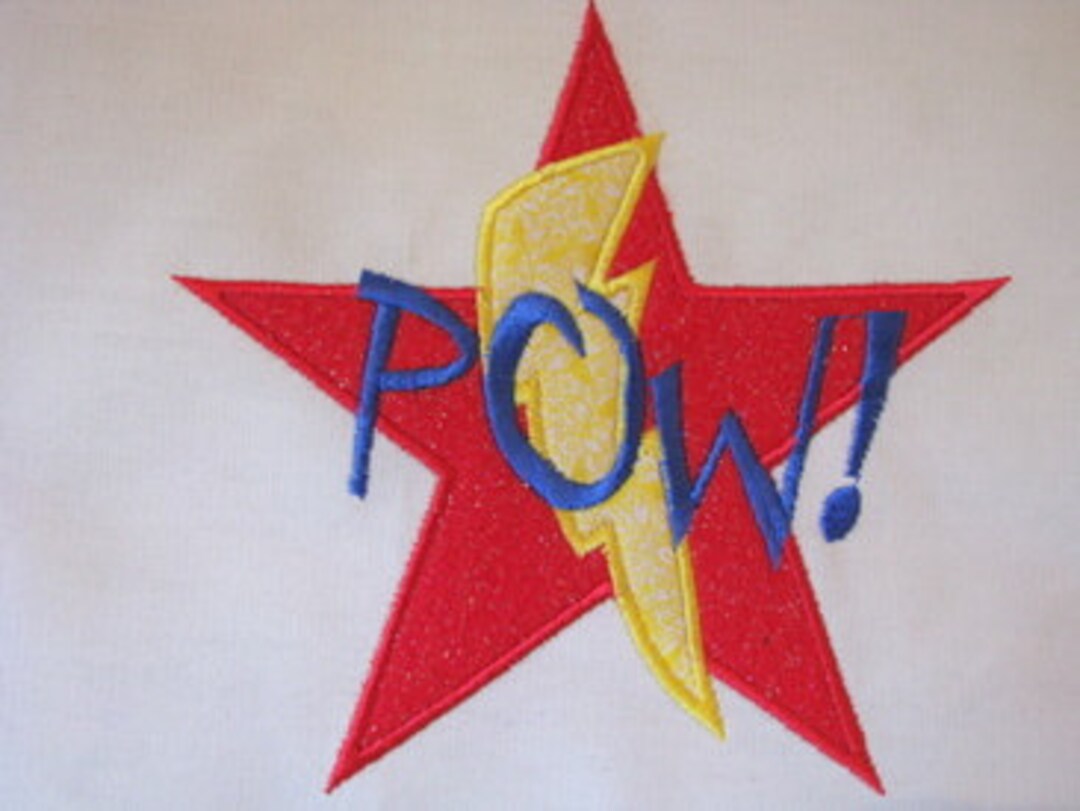 Pow Star Bolt Machine Applique Embroidery Design - Pow Star Applique ...