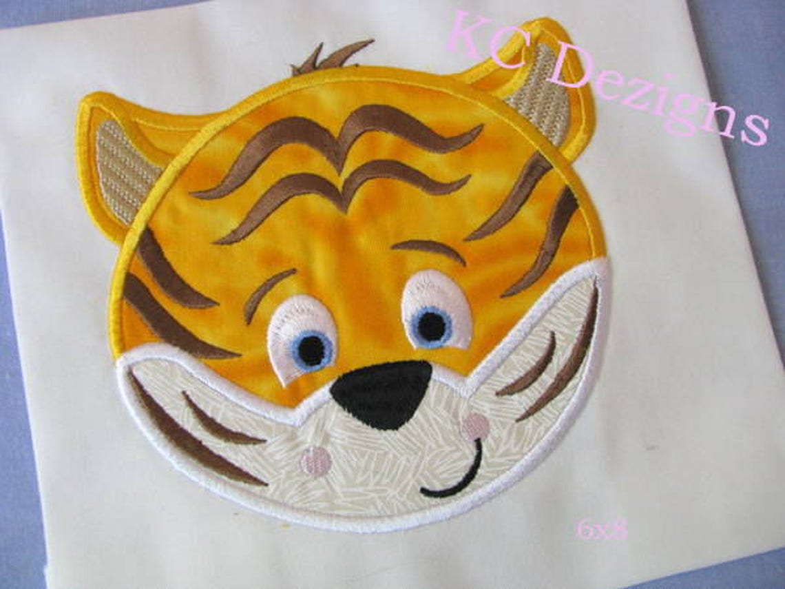 Tiger Face Machine Applique Embroidery Design Tiger Face | Etsy