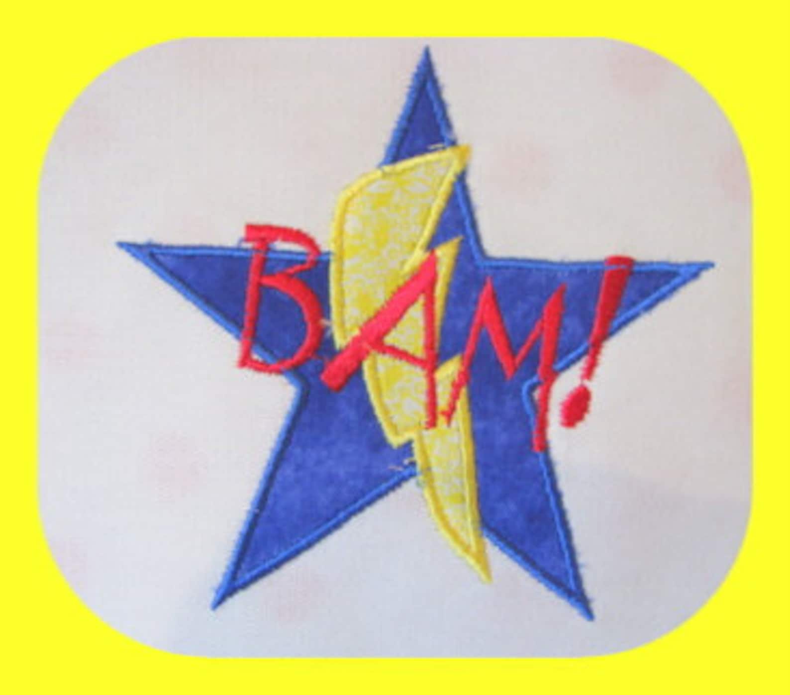BAM Machine Applique Embroidery Design Bam Bolt Applique - Etsy
