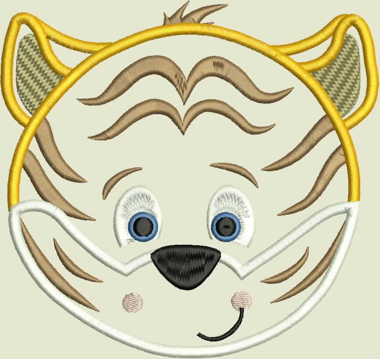 Tiger Face Machine Applique Embroidery Design Tiger Face - Etsy