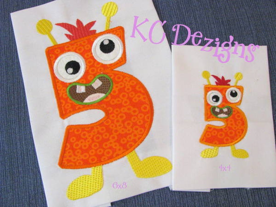 Silly Monster Number 5 Machine Applique Embroidery Design - Silly ...