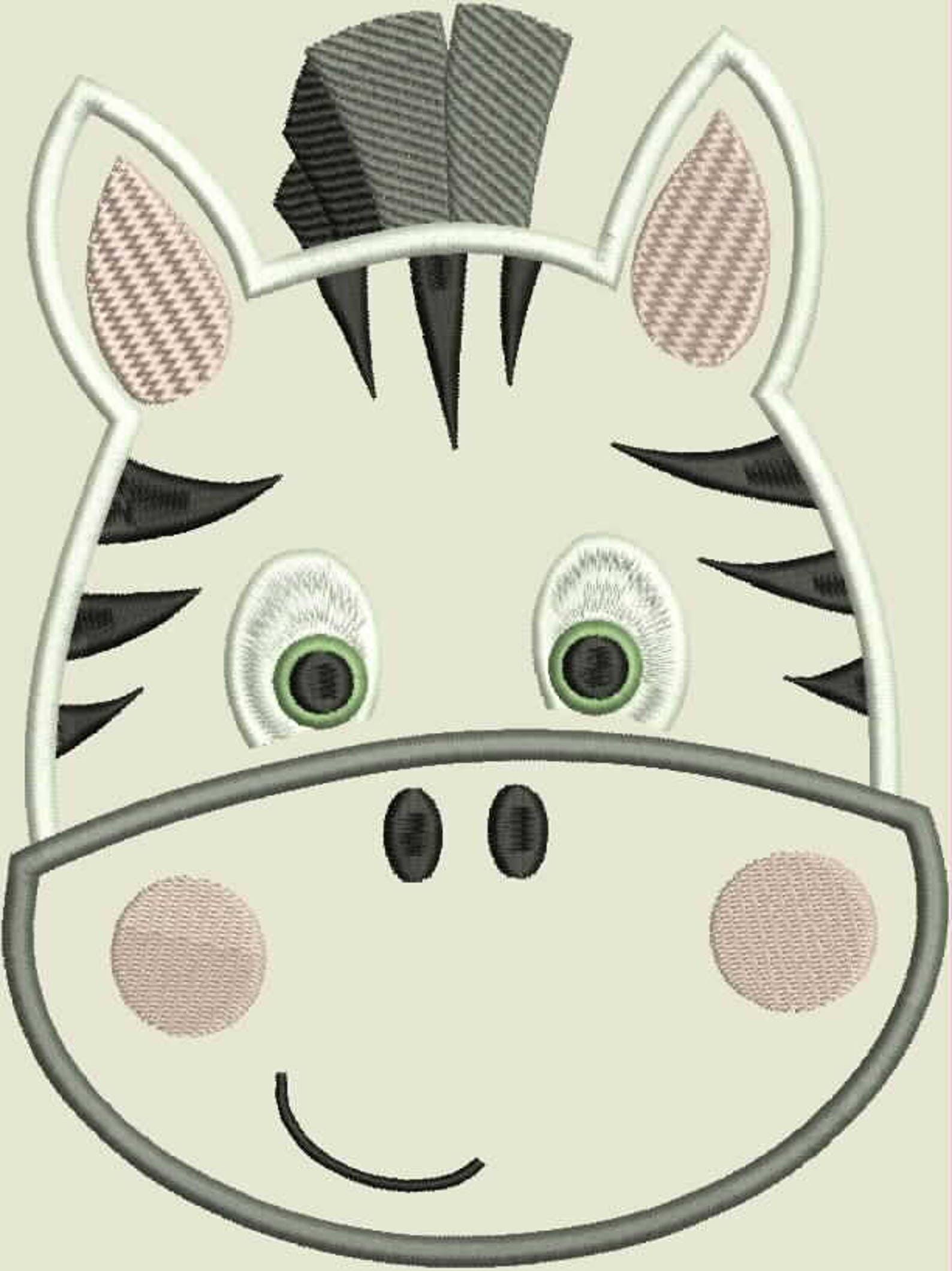 Zebra Face Machine Applique Embroidery Design Zebra Face | Etsy
