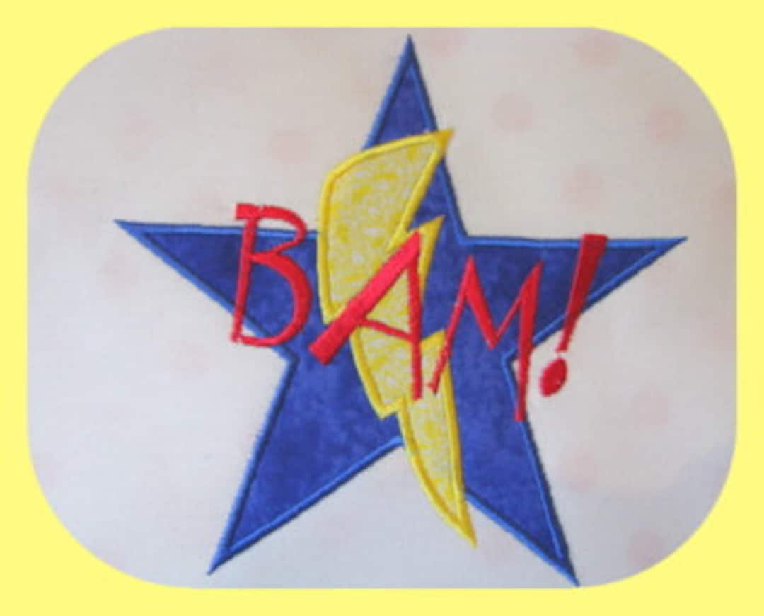 BAM Machine Applique Embroidery Design - Bam Bolt Applique Design ...