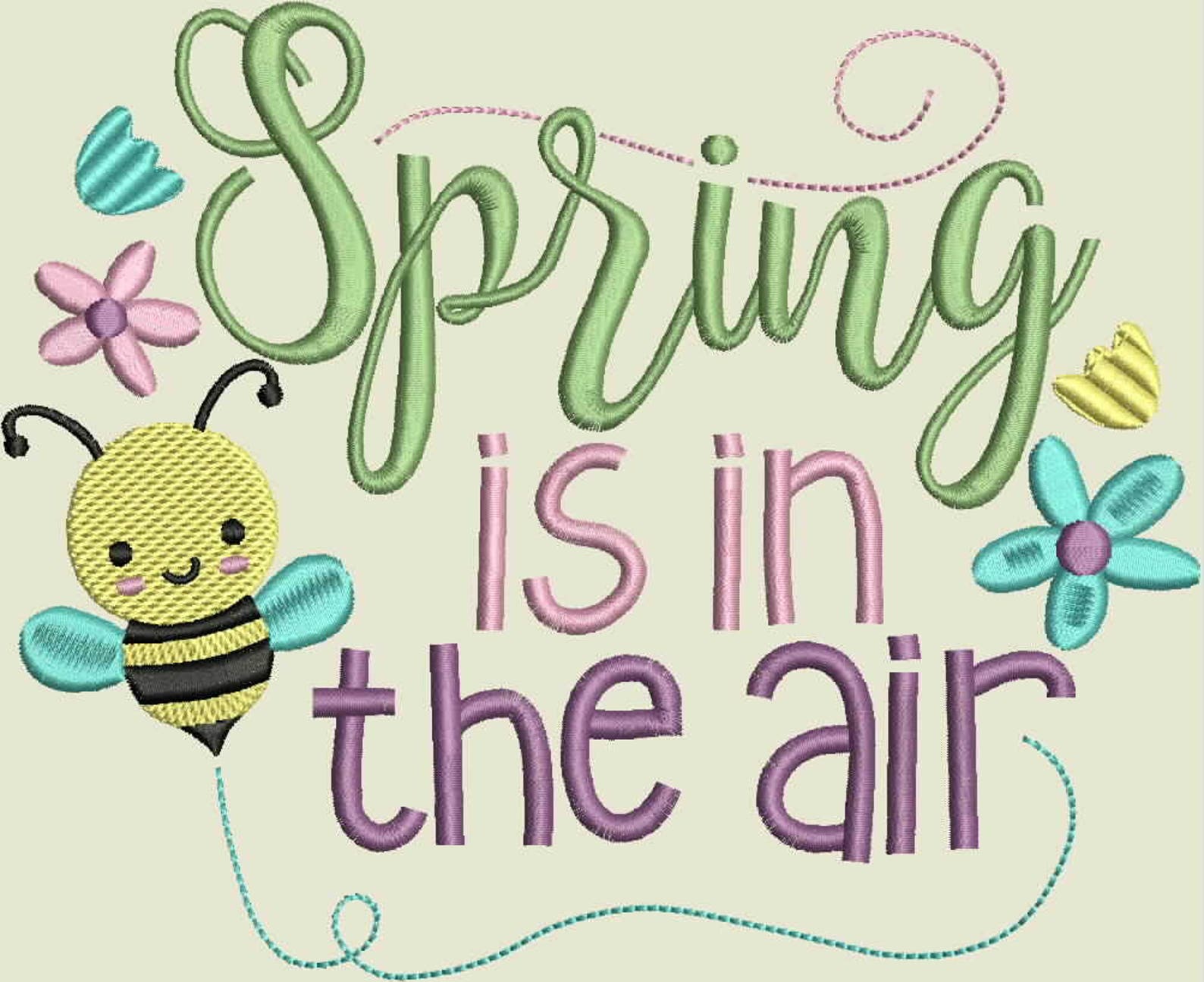 Spring is in the Air Word Art Machine Embroidery Design - Spring is in ...