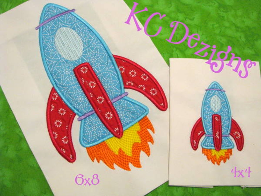 Space Rocket Machine Applique Embroidery Design - Space Rocket Applique ...