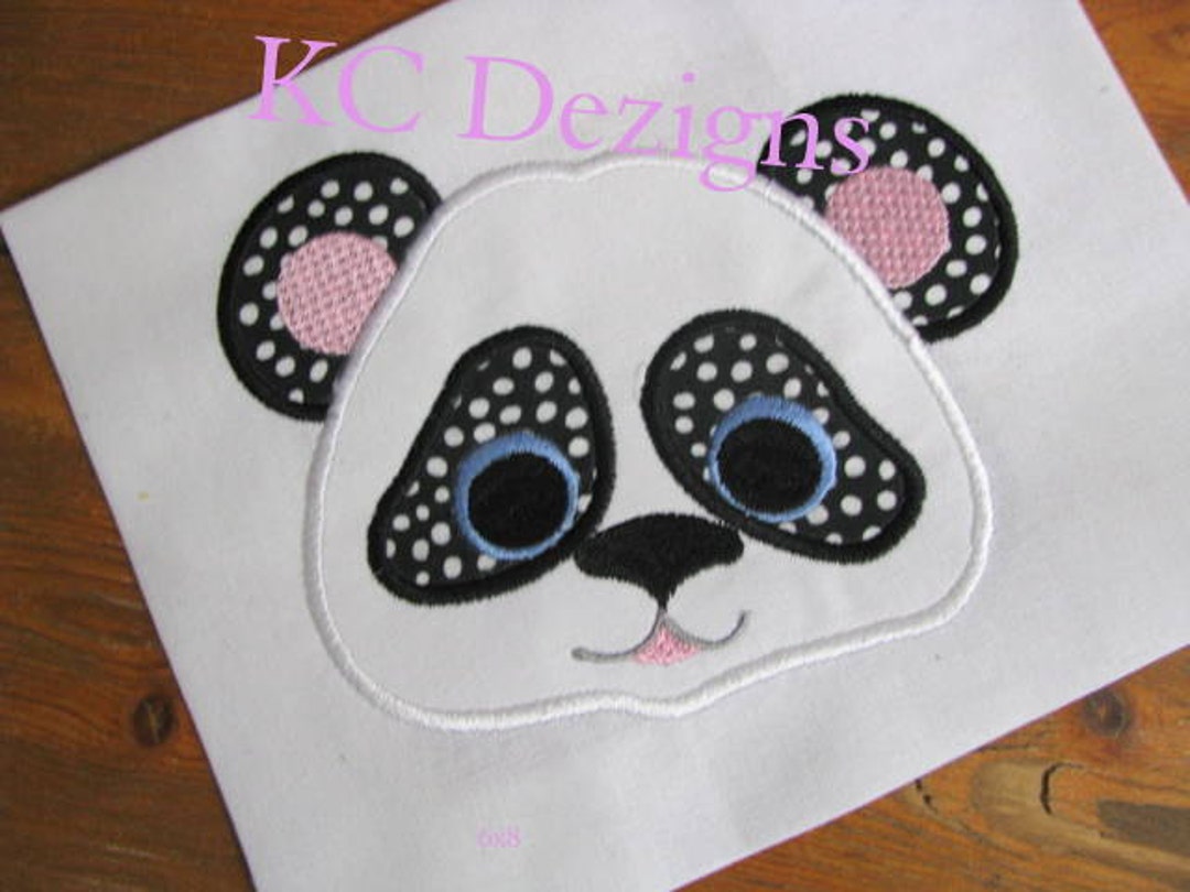 Cute Panda Face Machine Applique Embroidery Design - Panda Face ...