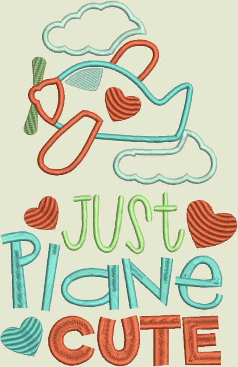 Just Plane Cute Machine Embroidery Design Just Plane Cute | Etsy