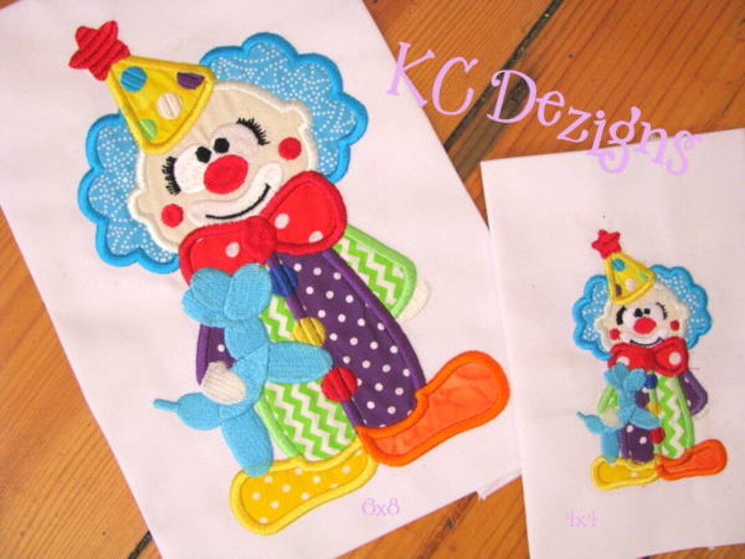 Cute Clown 01 Machine Applique Embroidery Design - Clown Applique ...
