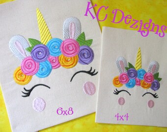 Unicorn Machine Embroidery Design Unicorn Face Flowers - Etsy