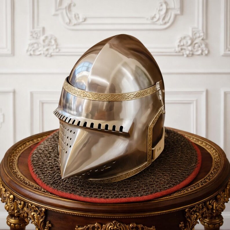 Medieval Hounskull Bascinet Helmet With Brass Detail – Gothic Pig Face ...