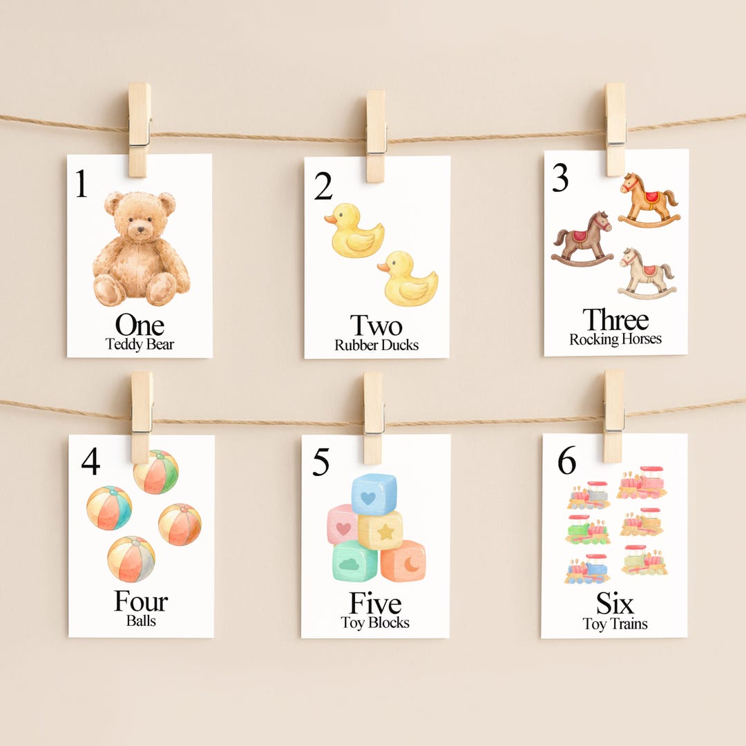 Nursery Number Flashcards | 1-10 Montessori Counting Cards | Preschool ...