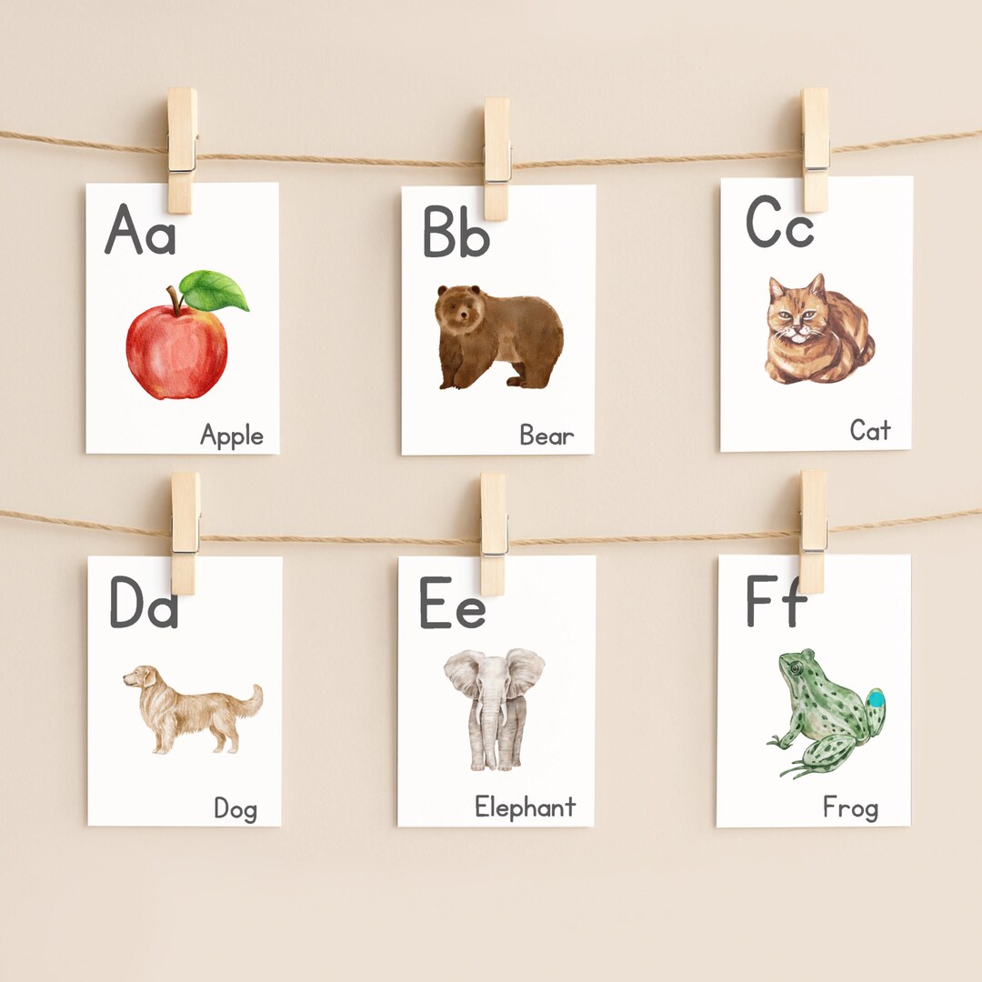 Watercolor Alphabet Flashcards | Preschool Kids Printable (PDF Download ...