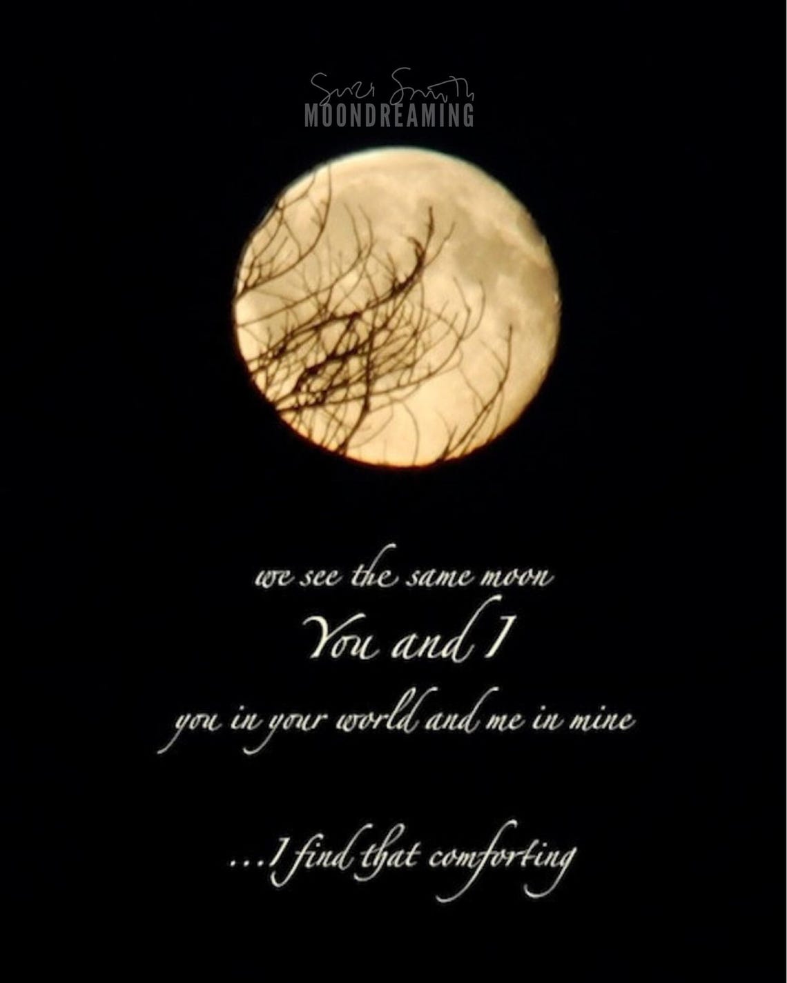 We See the Same Moon Moon Photo Quote, Night Sky Print With Quotation ...