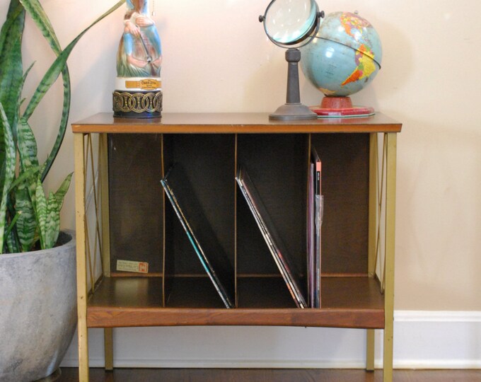 Mid Century Modern Record Table Storage Media Stand Lu Van Inc. 1950's ...