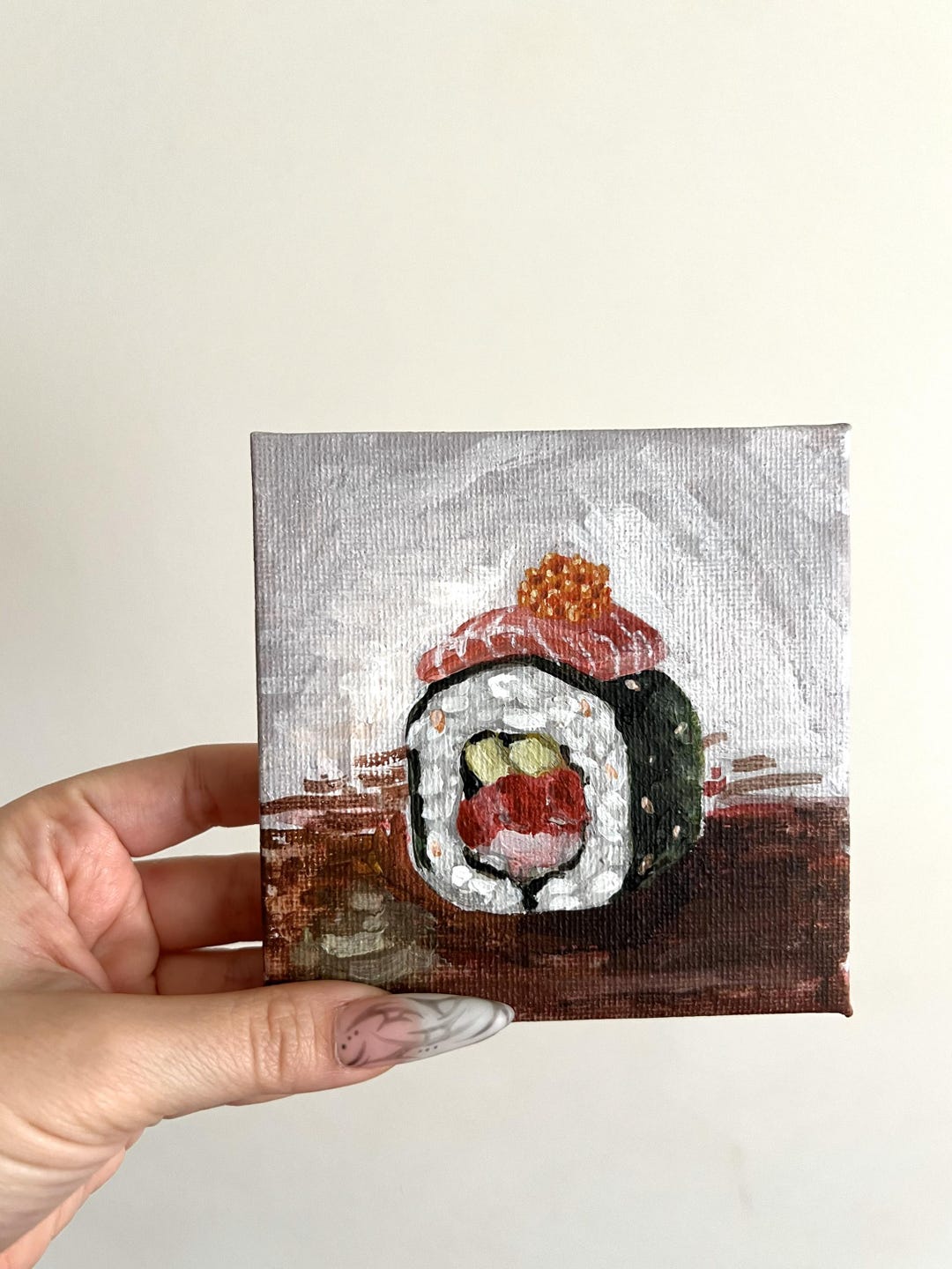 Sushi Roll Oil Painting, Realistic Food Still Life, Kitchen Wall Art ...