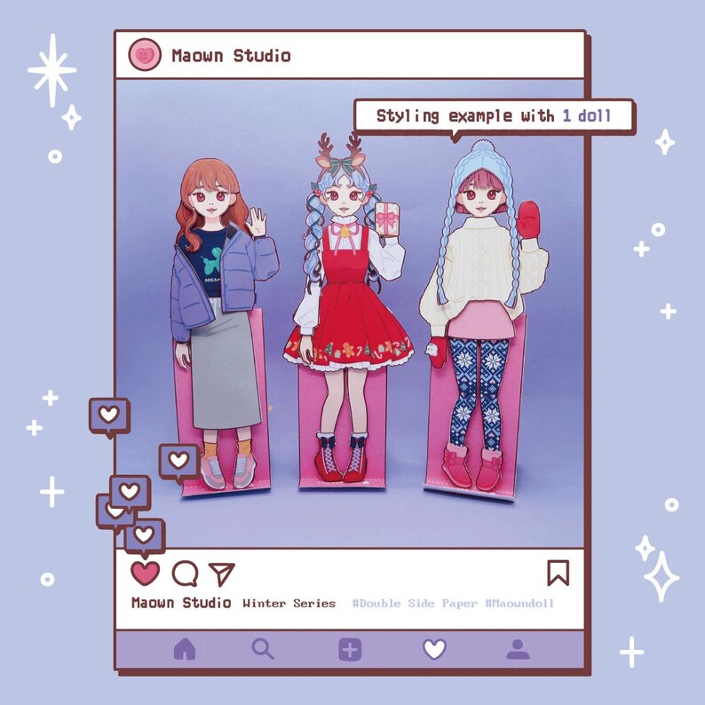 Illustrated Dress up Paper Doll Set – Winter Series Physical Doll Kit ...