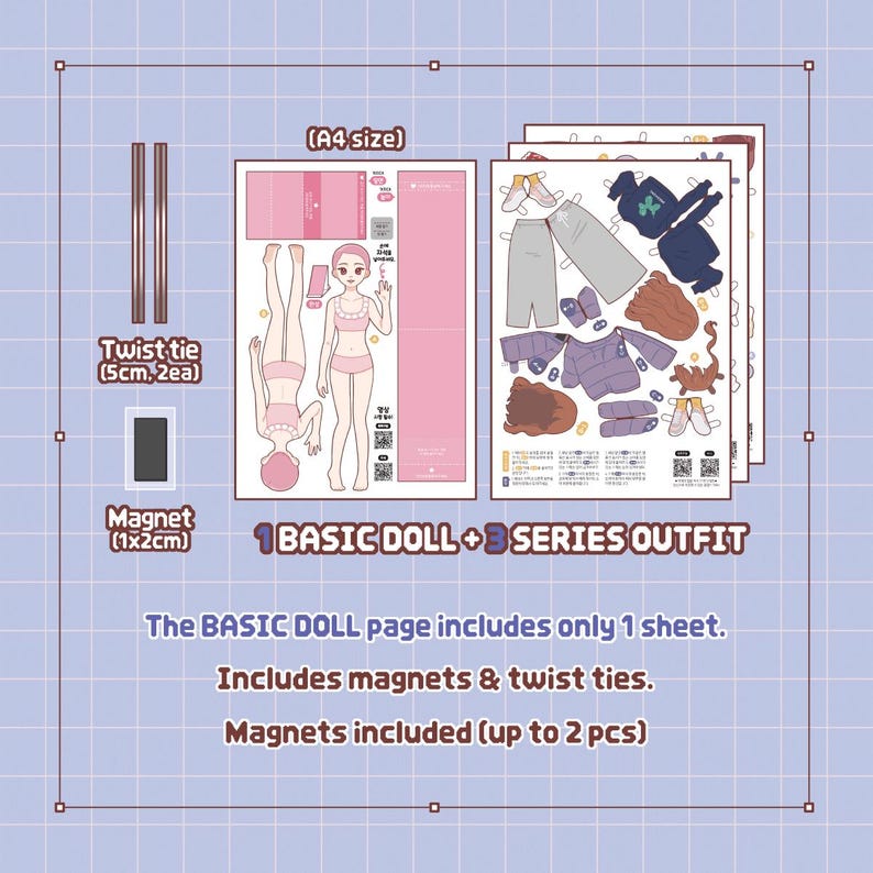 Winter Paper Doll Set, Warm Holiday Outfit Collection, Kids Dress up ...