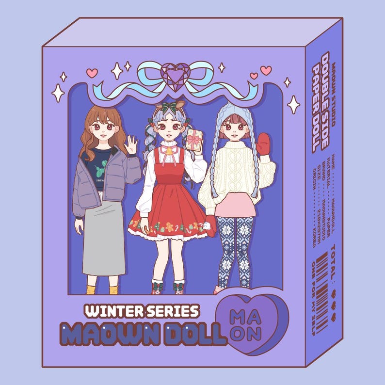 Illustrated Dress up Paper Doll Set – Winter Series Physical Doll Kit ...
