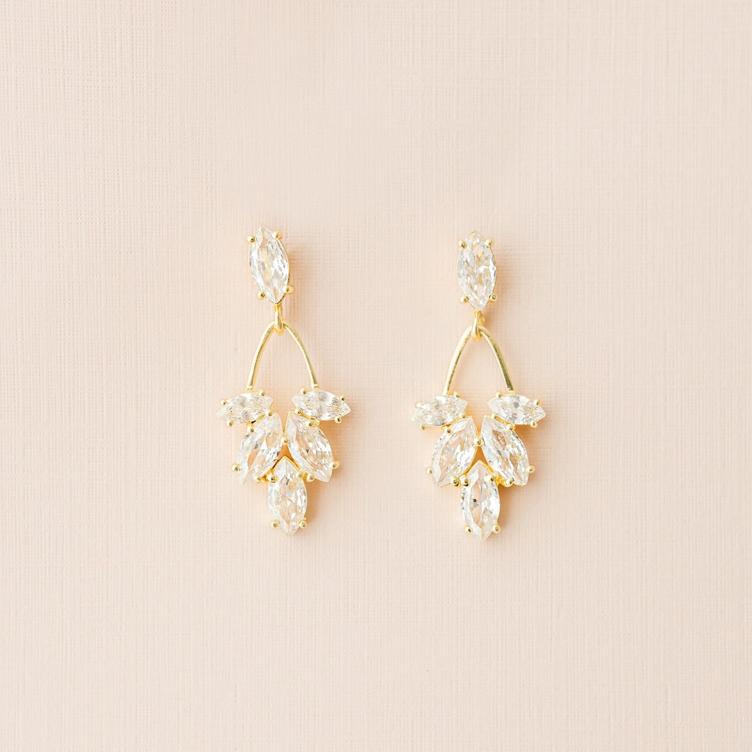 ANNA // Gold Bridal Earrings Drop, Wedding Earrings for Brides, Gold ...