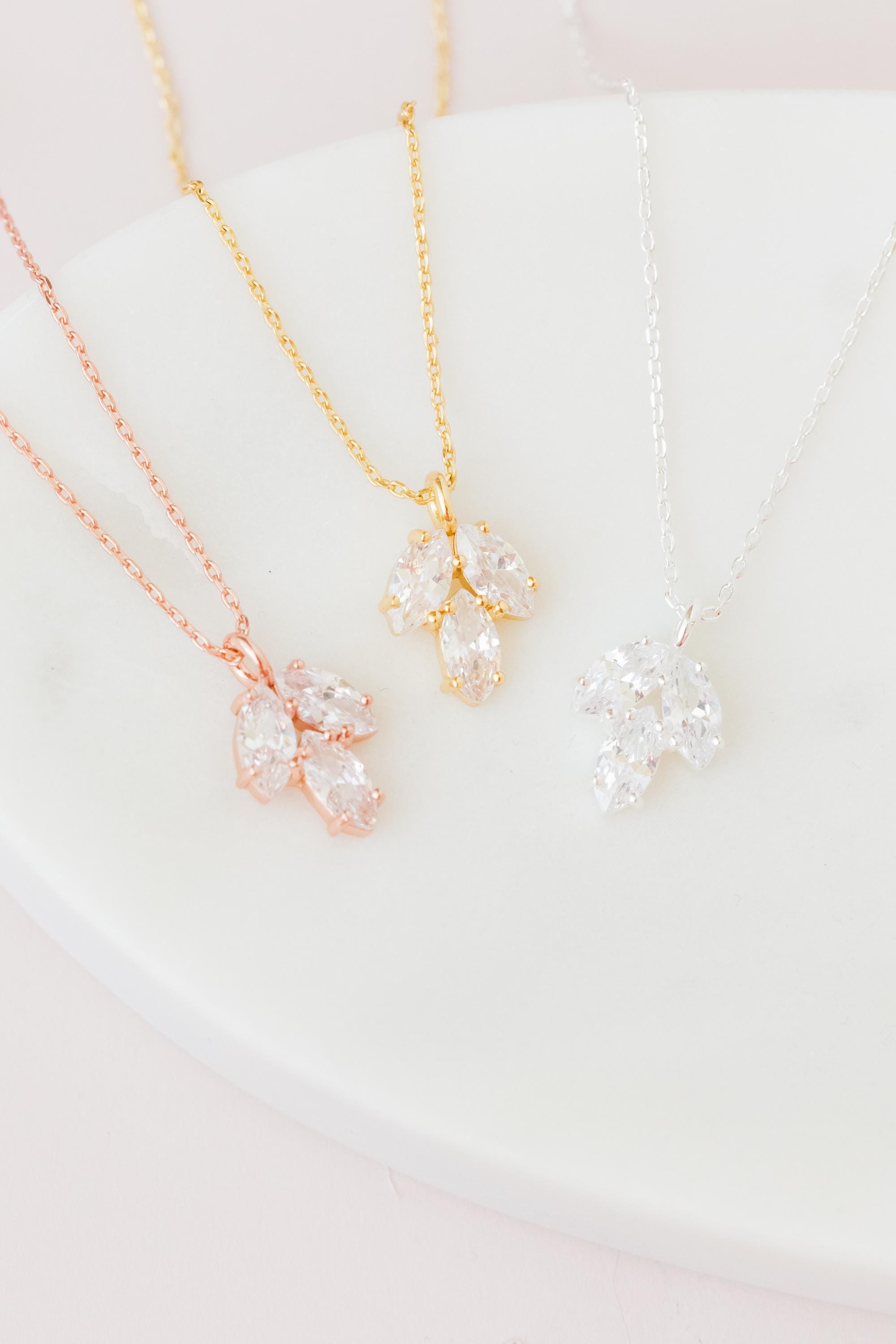 ANNA NECKLACE // Gold Crystal Wedding Necklace, Gold Crystal Necklace ...