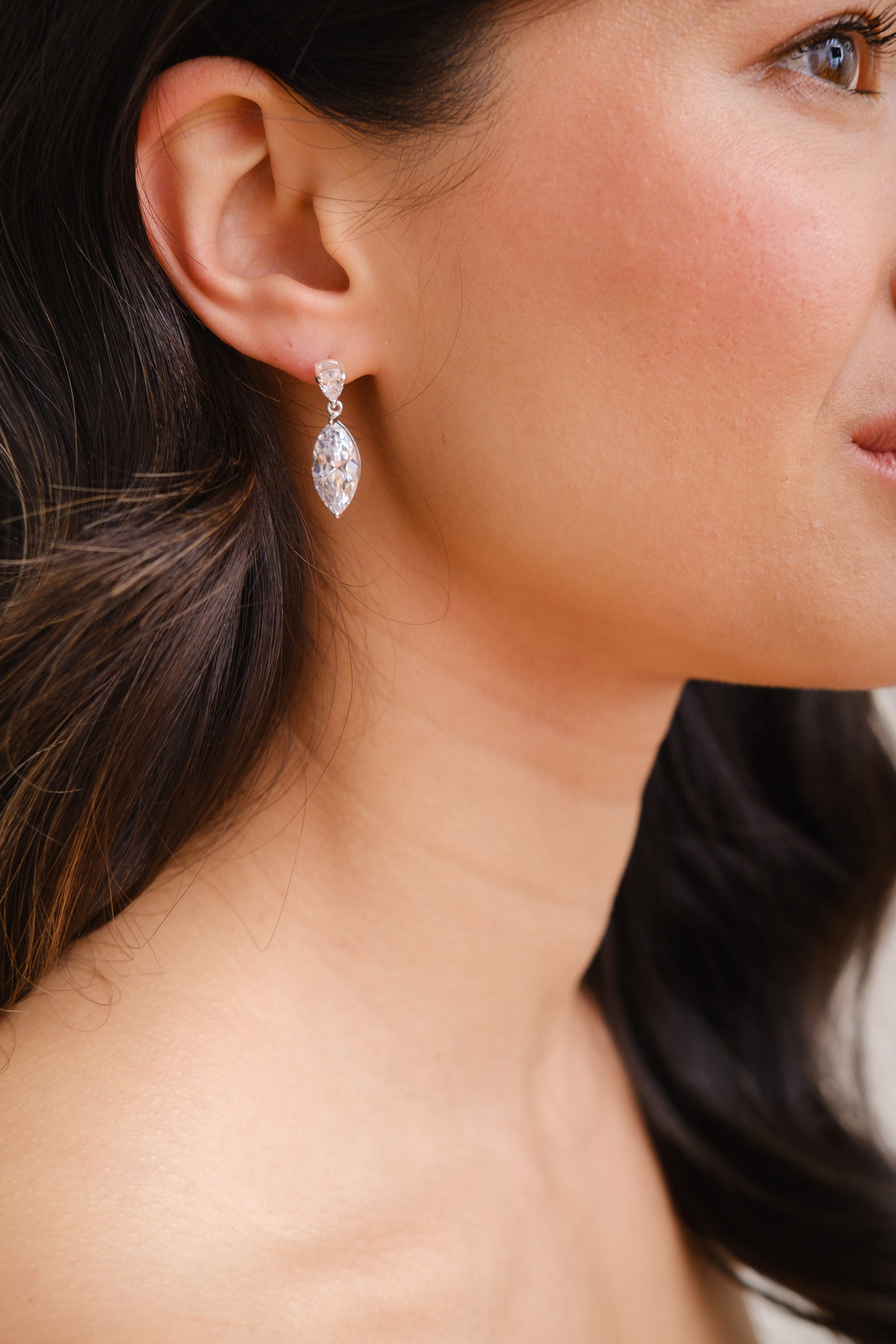 CHARIS // Silver Crystal Bridal Drop Earrings, Elegant Bridal Earrings ...