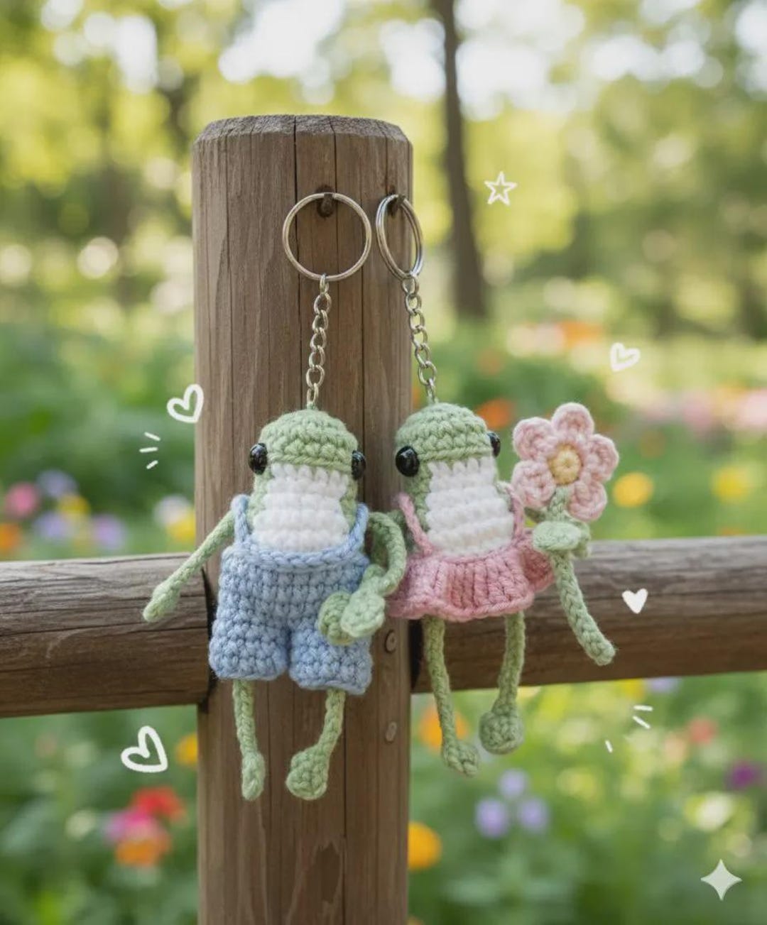 Crochet Frog Couple Keychain, Handmade Amigurumi Charm - Etsy