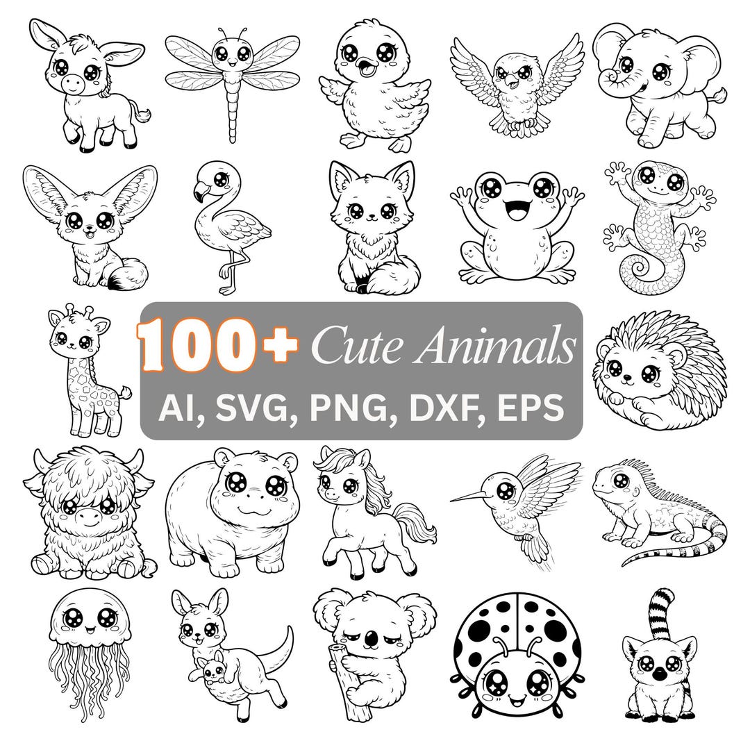 Cute Animals SVG Bundle | Baby Animals PNG | Woodland & Safari Animals ...
