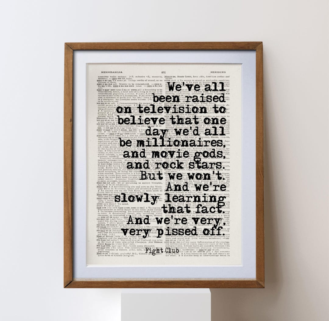 Fight Club Movie Quote Print | Dictionary Page Art Unique Literary ...