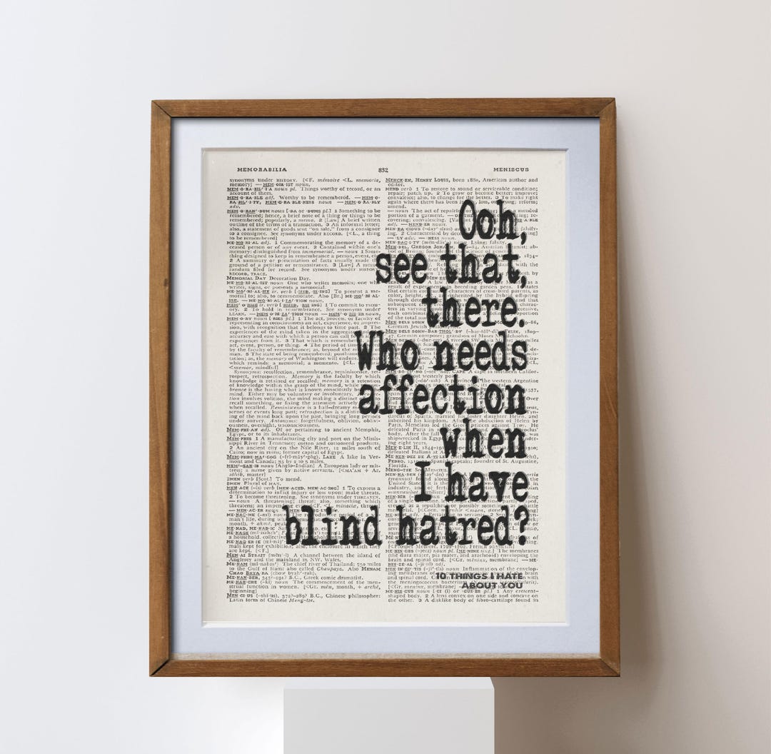 10 Things I Hate About You Quote Dictionary Page Art Print Unique ...