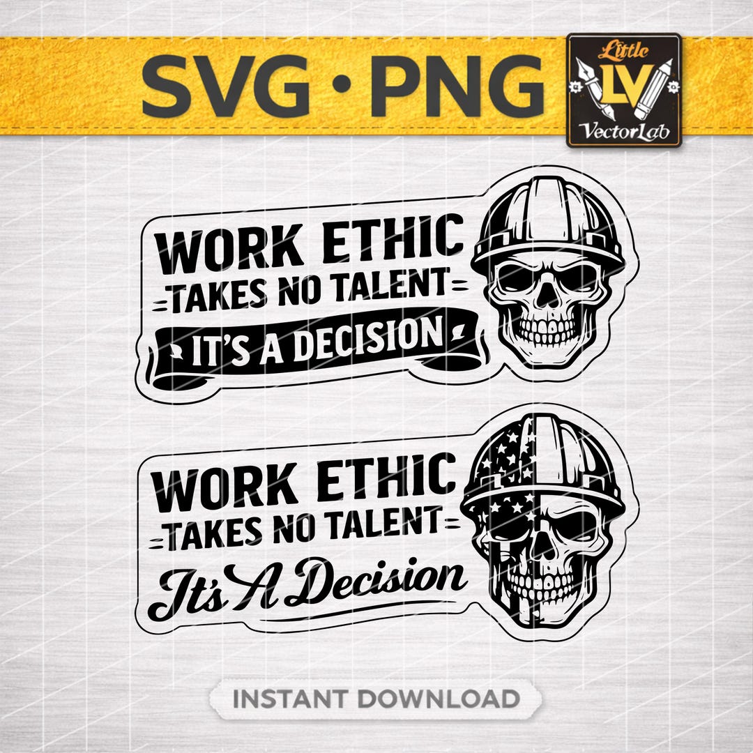 Work Ethic Takes No Talent SVG PNG | USA Flag Skull Hard Hat ...