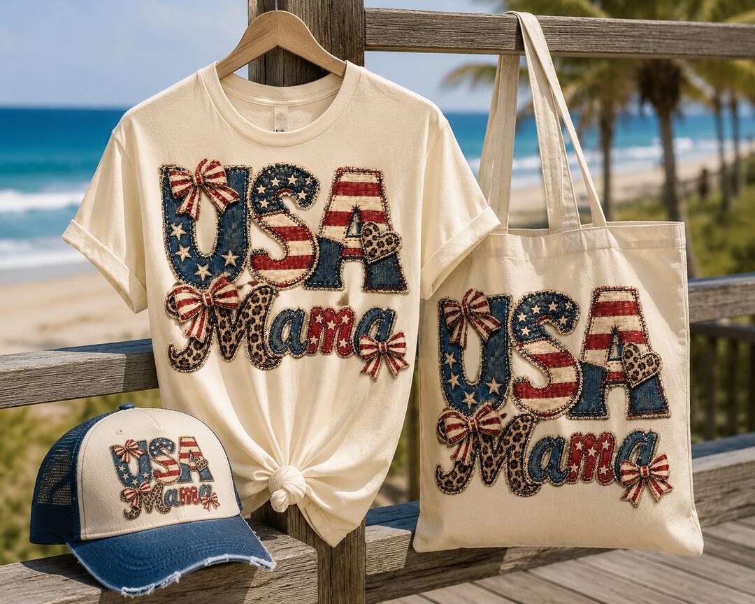 USA Mama PNG, Patriotic Red White Blue Sublimation Design (digital ...