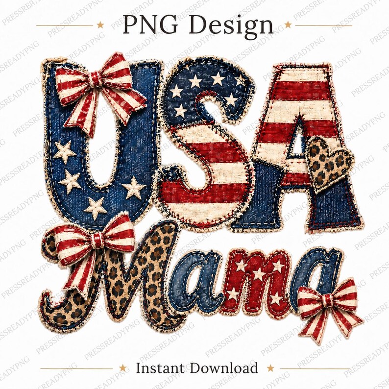 USA Mama PNG, Patriotic Red White Blue Sublimation Design (digital ...