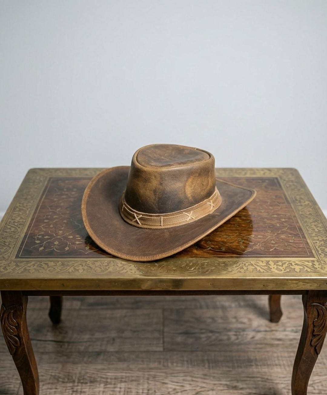 Distressed Brown Leather Cowboy Hat – Handmade Western Rancher Hat - Etsy